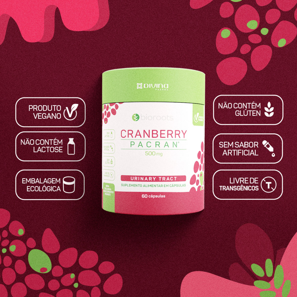 Cranberry Pacran 500mg com 60 Unidades - Bioroots