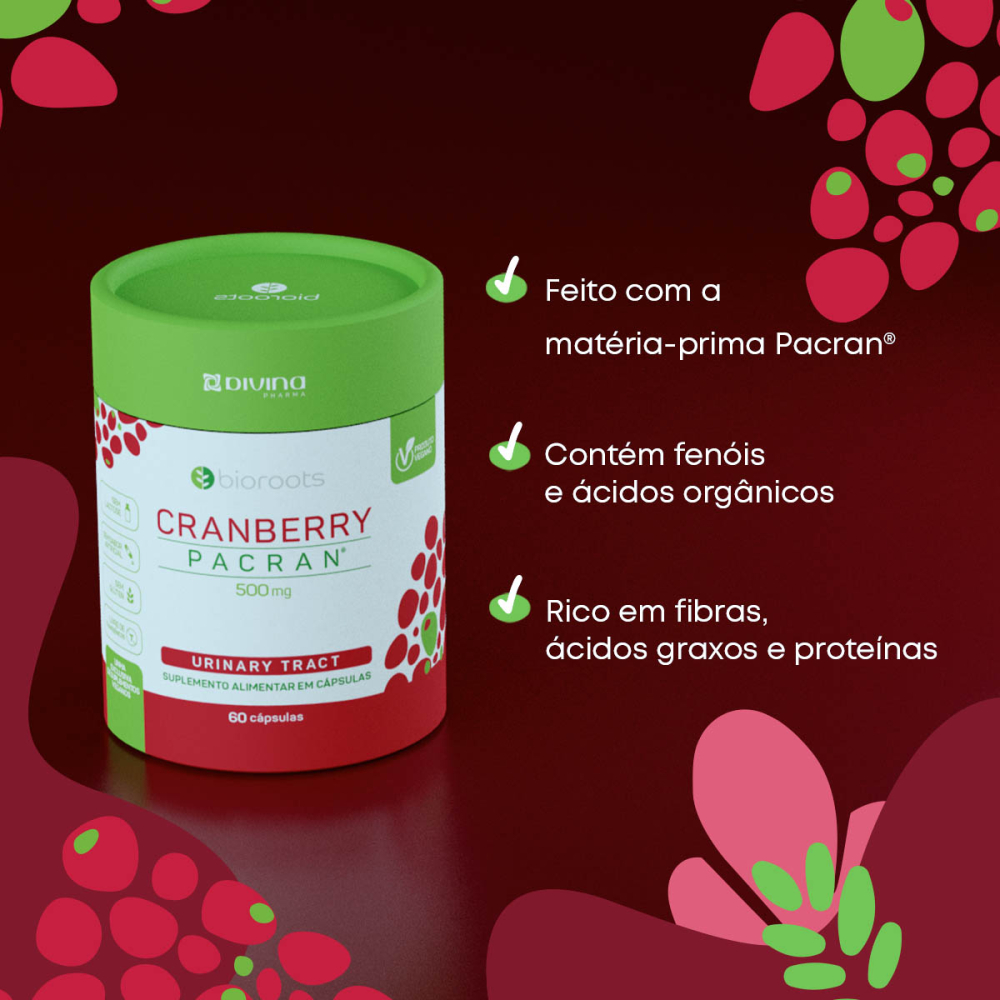 Cranberry Pacran 500mg com 60 Unidades - Bioroots