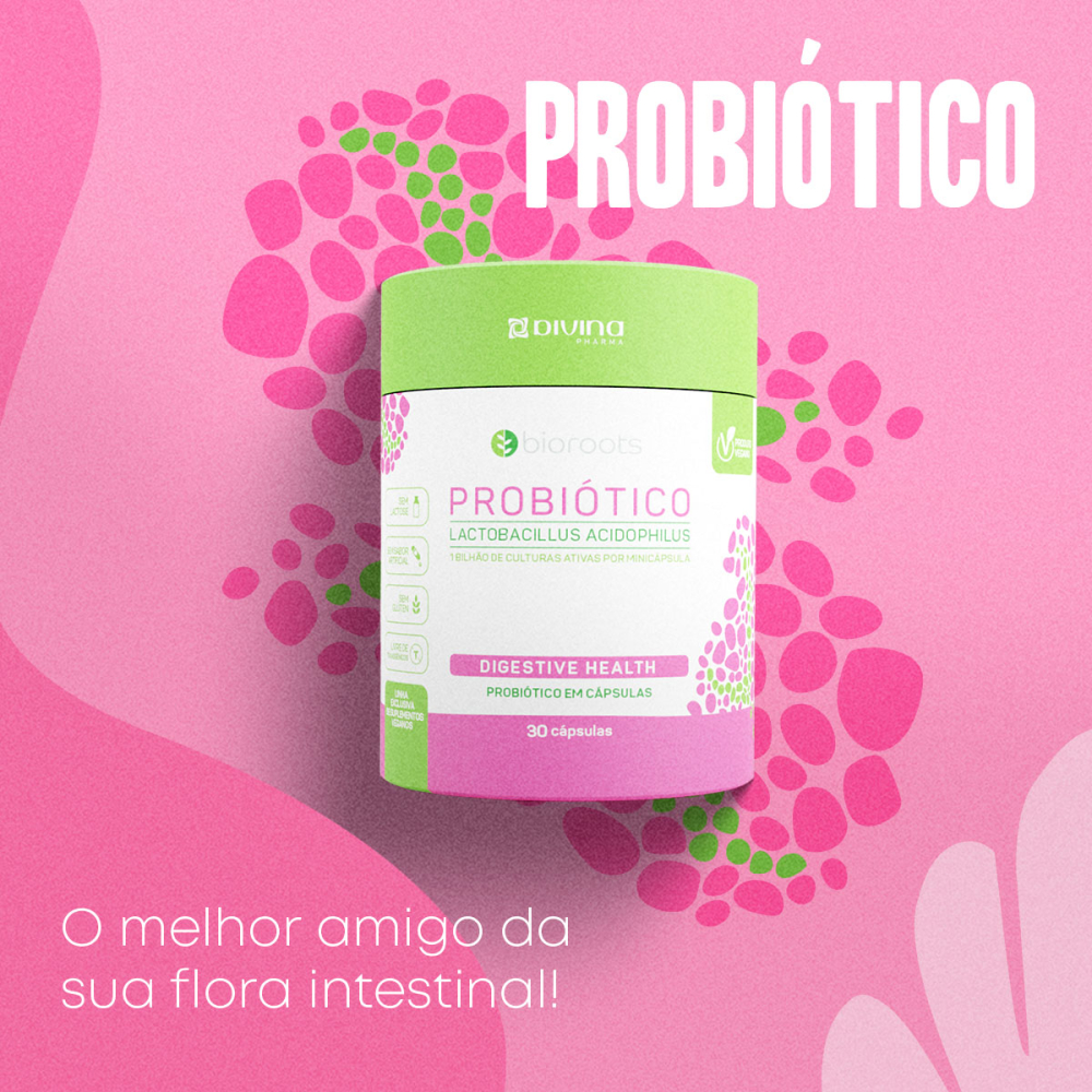 Probiótico Lactobacillus Acidophilus com 60 Unidades - Bioroots